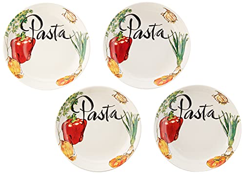 Lorren Home Trends 5 Piece Porcelain Pasta Set Vegetable Design, Multicolor