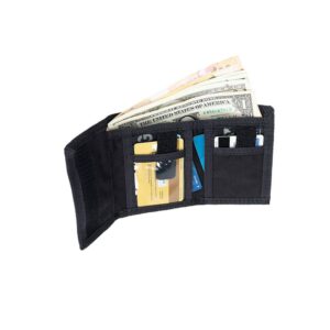 EXCELLENT ELITE SPANKER Nylon Trifold Wallet for Men ID Card Holder Tactical Military Wallet with Coin Pocket Outdoor Wallet(Black)