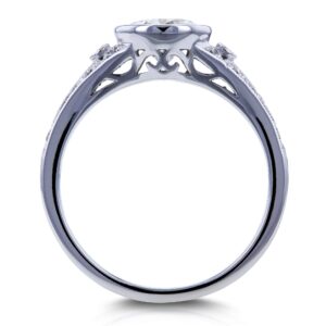 Kobelli Round Moissanite Bezel Vintage Style Engagement Ring 1 CTW in 14k White Gold, Size 7, White Gold