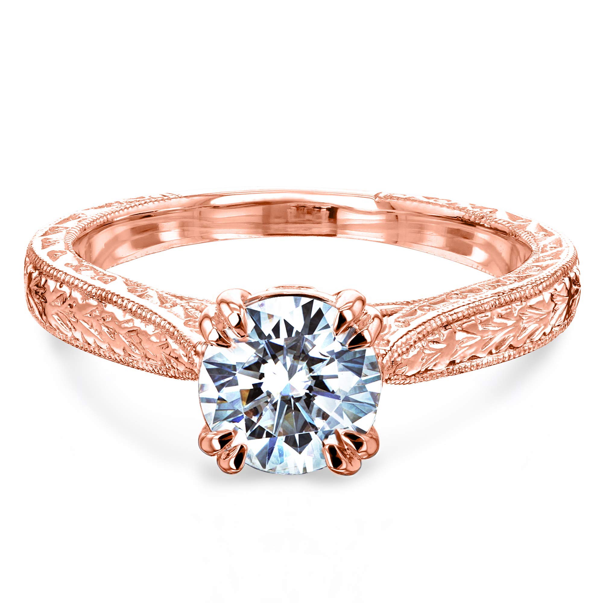 Kobelli Antique Style Moissanite Engagement Ring 1 CTW in 14k Rose Gold, Size 7, Rose Gold