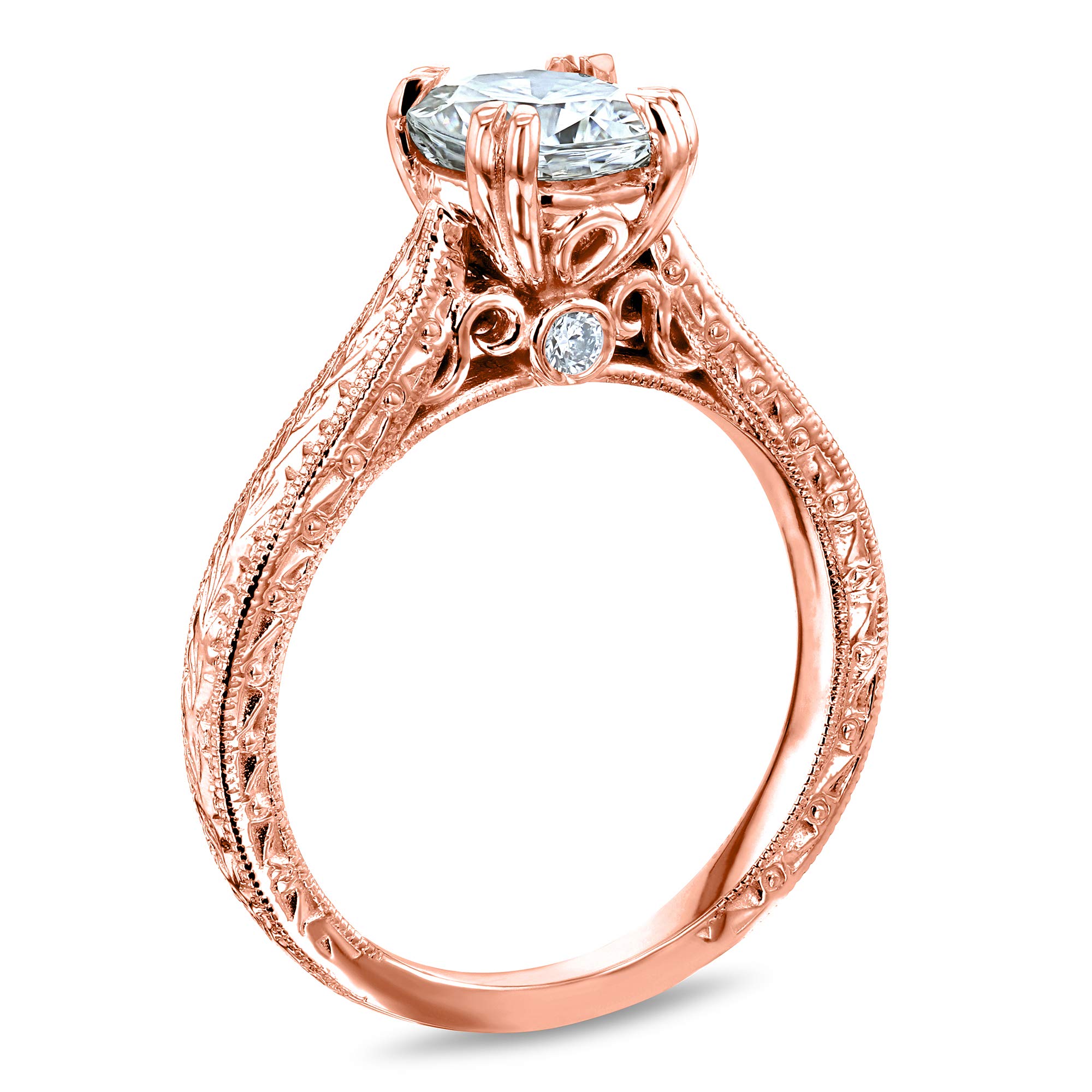 Kobelli Antique Style Moissanite Engagement Ring 1 CTW in 14k Rose Gold, Size 7, Rose Gold