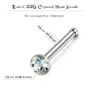 Evevil 60pcs Small Nose Studs Stainless Steel CZ Nose Piercing Jewelry Tiny Bone Studs for Women Men Hypoallergenic (1.5mm, Multi-Color CZ,22G)