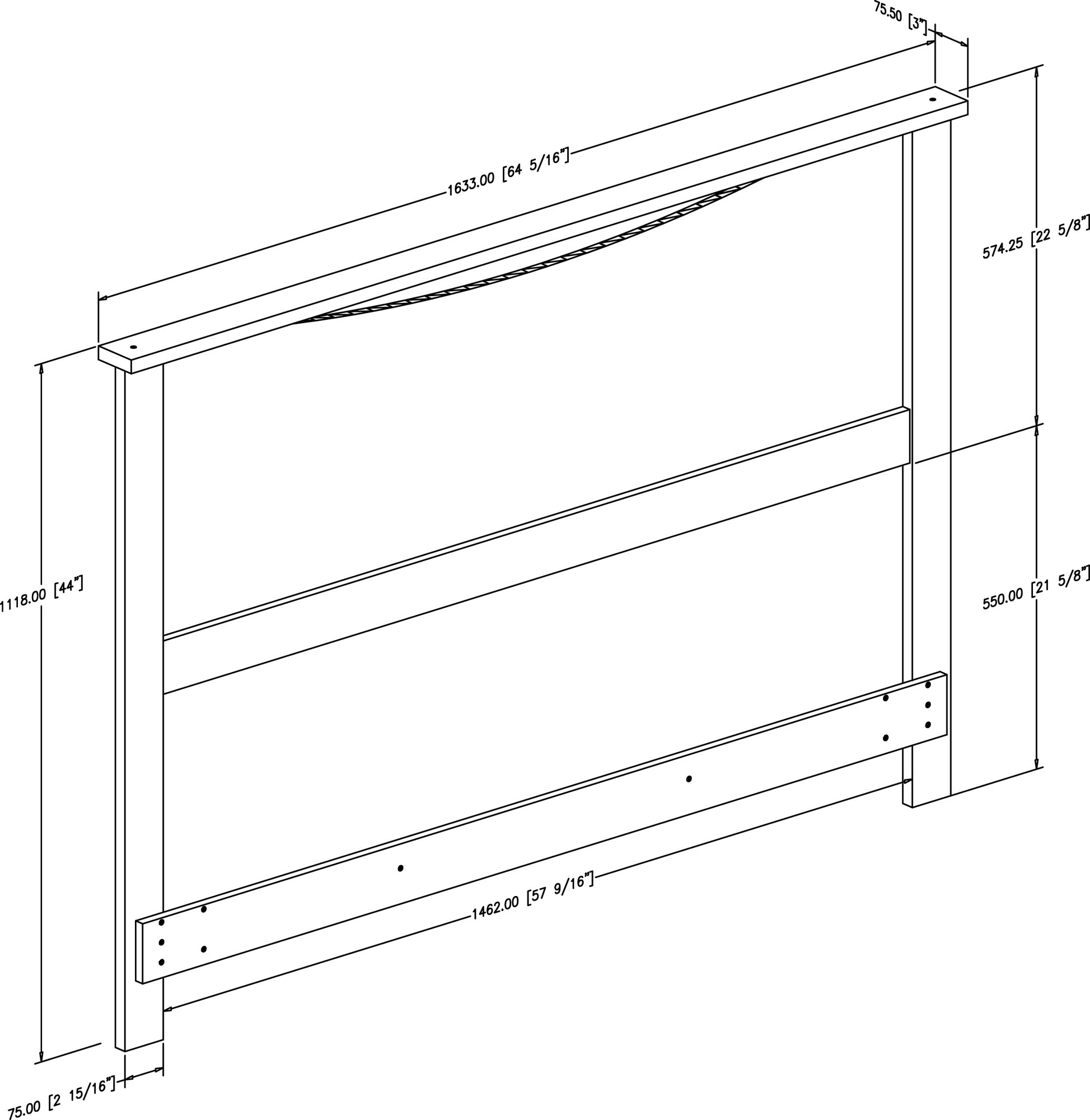 South Shore Gramercy Full/Queen Headboard (54/60''), Pure Black