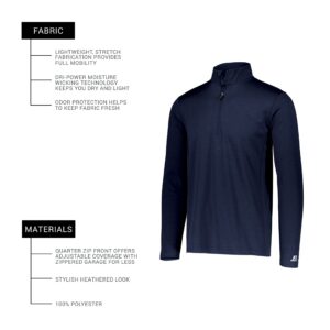 Russell Athletics Dri-Power Lightweight 1/4 Zip Pullover - Athletic Wear for Quick-Dry Sun Protection, Navy, X-Large