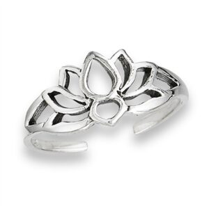 filigree flower lotus silhouette nature .925 sterling silver peace bohemian toe ring band