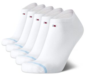 tommy hilfiger men's 5 pair casual liner sockshosiery, white, shoe size 7-12