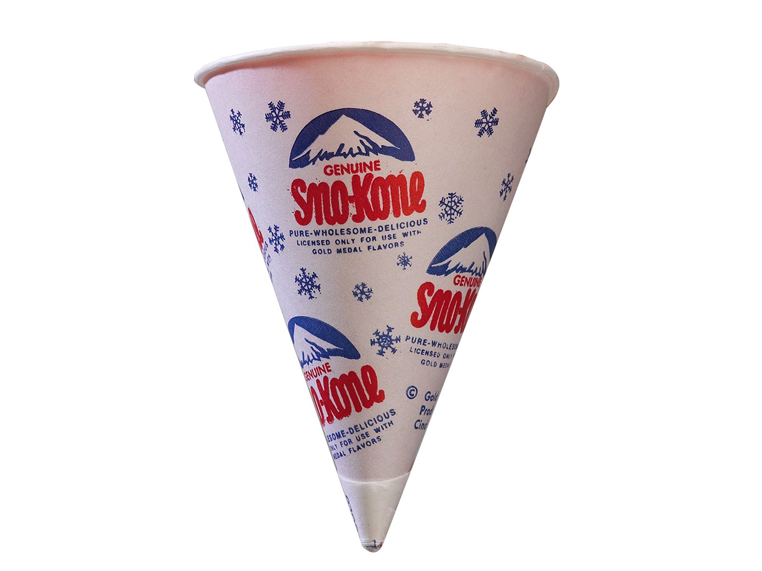 MC Distributors - Gold Medal 100 Retro 6oz Snow Cone Cups - Wax Coated (Genuine "Sno-Kone") (100 Pack)