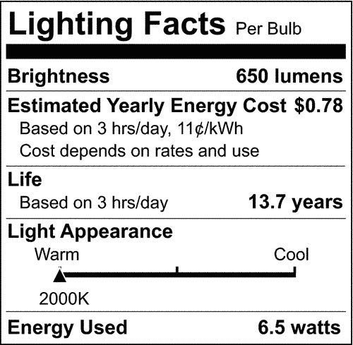 (Pack of 6) Satco S9579, 6.5/ST19/AMB/LED/E26/23K/120V, LED Light Bulb6