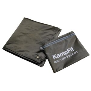 kampfit 9.8'x9.8' waterproof tent tarp with 6 pcs ultralight tent stakes, army green