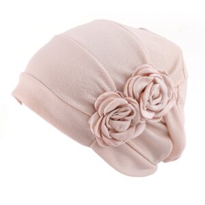 HONENNA Chemo Turban Headband Scarf Beanie Cap Hat for Cancer Patient (Cream-Coloured)