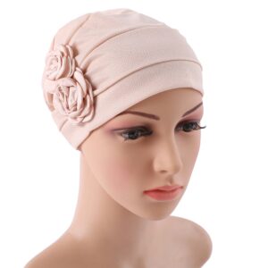 HONENNA Chemo Turban Headband Scarf Beanie Cap Hat for Cancer Patient (Cream-Coloured)