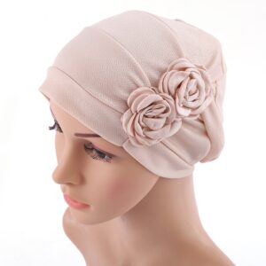 HONENNA Chemo Turban Headband Scarf Beanie Cap Hat for Cancer Patient (Cream-Coloured)