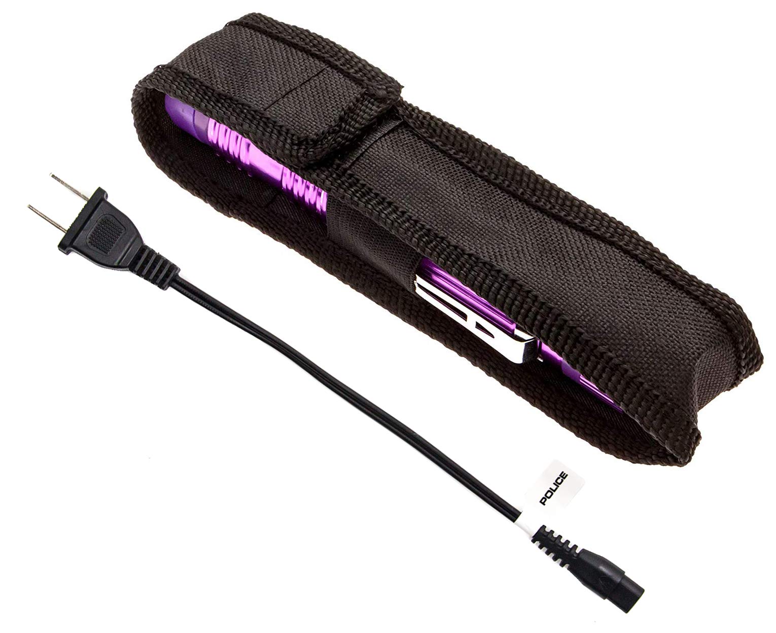 POLICE M12 Aluminum Stun Gun with LED Flashlight, Purple