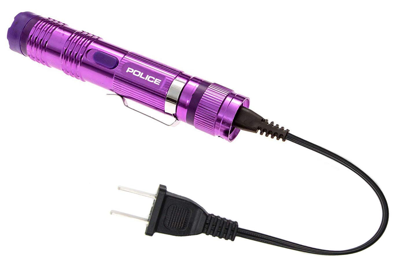 POLICE M12 Aluminum Stun Gun with LED Flashlight, Purple