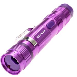 POLICE M12 Aluminum Stun Gun with LED Flashlight, Purple