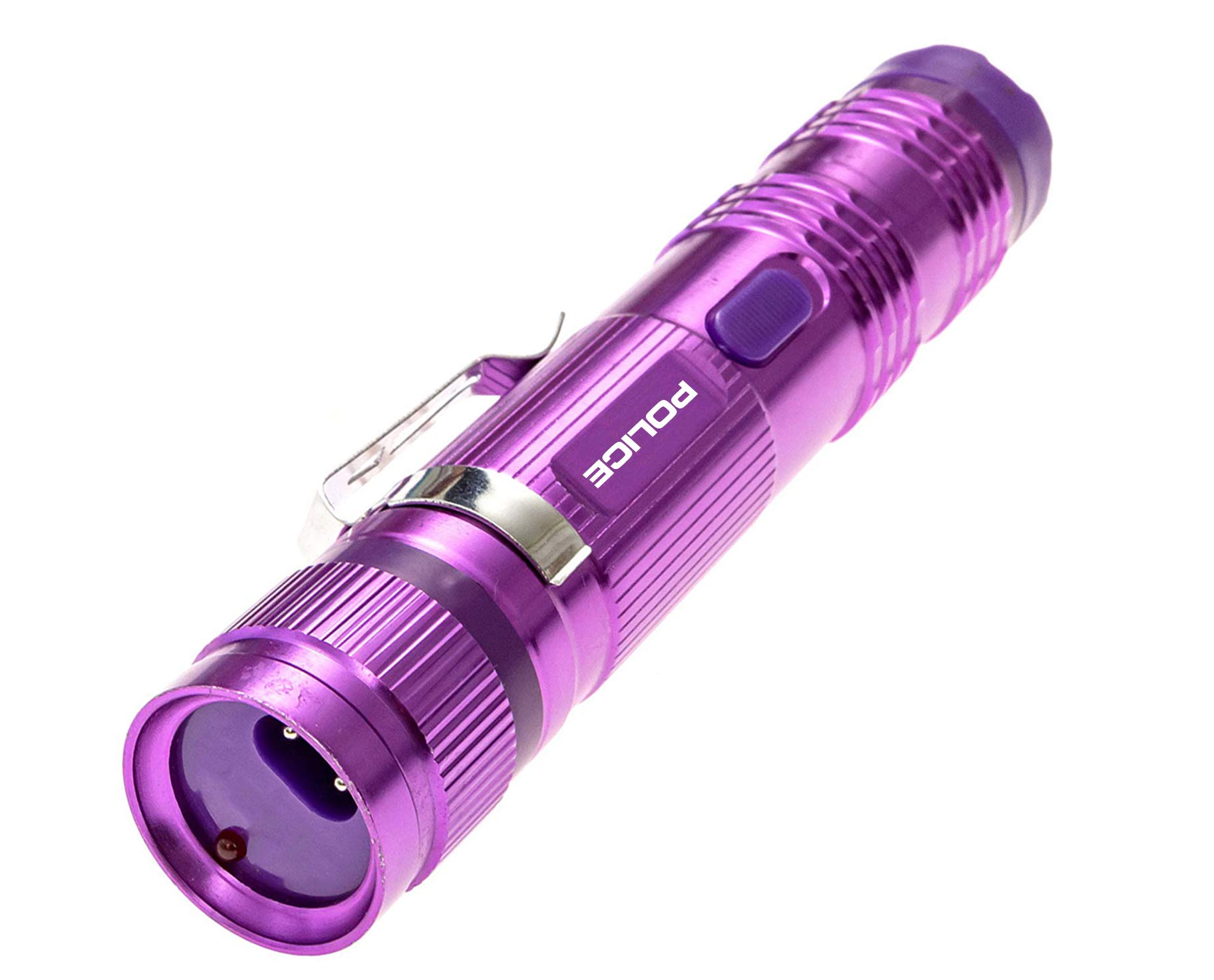 POLICE M12 Aluminum Stun Gun with LED Flashlight, Purple