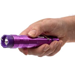 POLICE M12 Aluminum Stun Gun with LED Flashlight, Purple