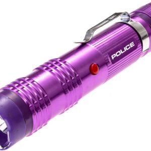 POLICE M12 Aluminum Stun Gun with LED Flashlight, Purple