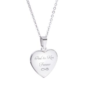 personalized silver heart necklace pendant custom engraved free