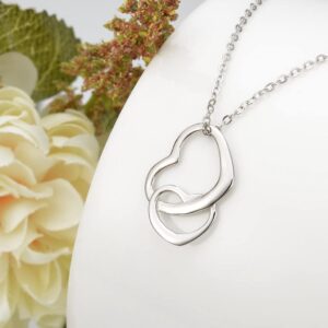 EVER FAITH Women's 925 Sterling Silver Simple Interlocking Open Heart Adjustable Pendant Necklace