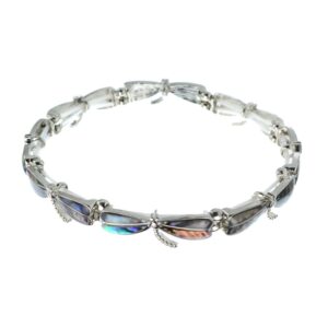 pammyj thin dragonfly abalone silvertone stretch bracelet