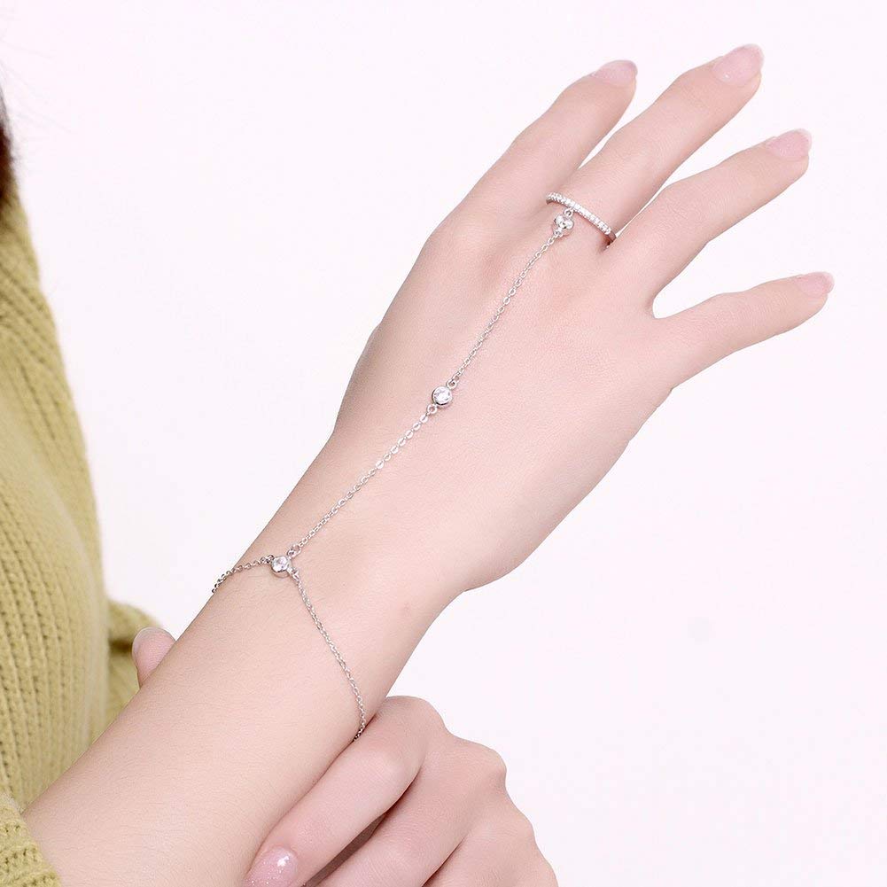 IVYRISE Ring Bracelet Slave Bracelets for Women 925 Sterling Silver Link Chain Bracelet Adjustable Elegant Jewelry for Girls