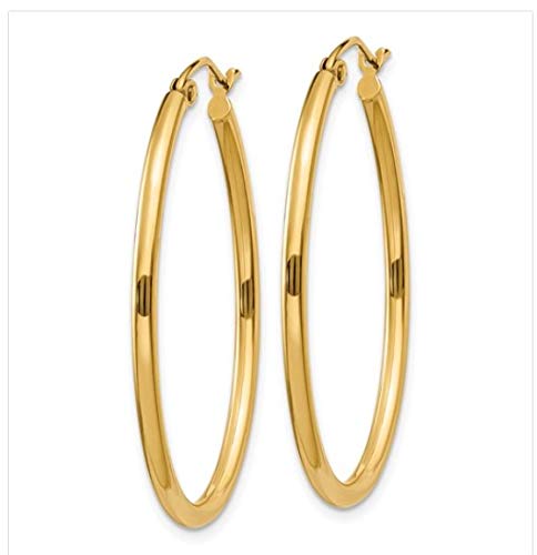 14 Karat Yellow Gold Oval Hoop Earrings