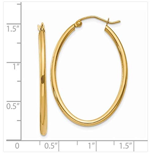 14 Karat Yellow Gold Oval Hoop Earrings