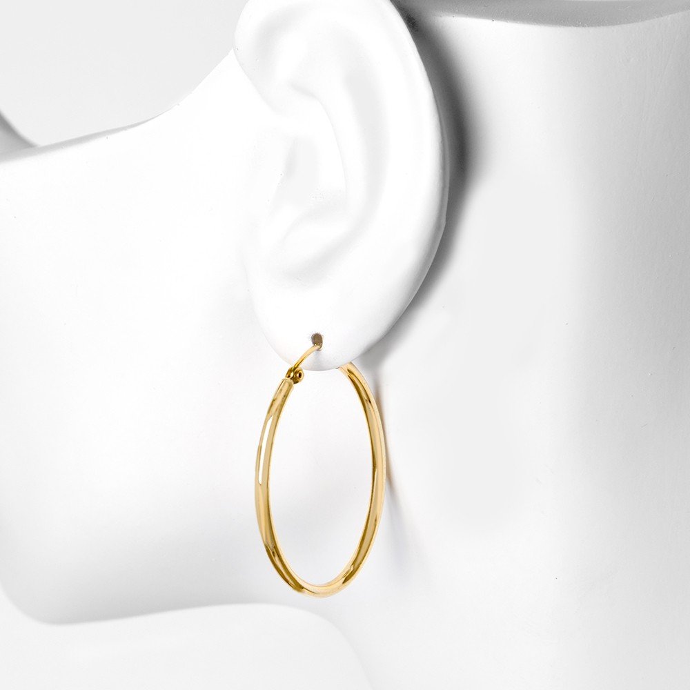 14 Karat Yellow Gold Oval Hoop Earrings