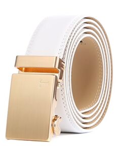 tonywell white belt men, ratchet belt leather genuine 1.5 inch wide for dress pants & jeans