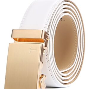 Tonywell White Belt Men, Ratchet Belt Leather Genuine 1.5 Inch Wide for Dress Pants & Jeans