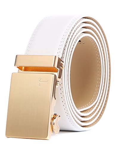 Tonywell White Belt Men, Ratchet Belt Leather Genuine 1.5 Inch Wide for Dress Pants & Jeans