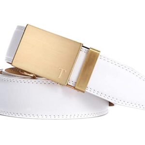 Tonywell White Belt Men, Ratchet Belt Leather Genuine 1.5 Inch Wide for Dress Pants & Jeans