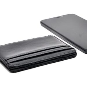 Patty Both Slim Leather Pocket Wallet with Magic Money Clip & Card Holders (Black)