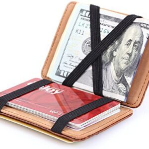 Patty Both Slim Leather Pocket Wallet with Magic Money Clip & Card Holders (Black)