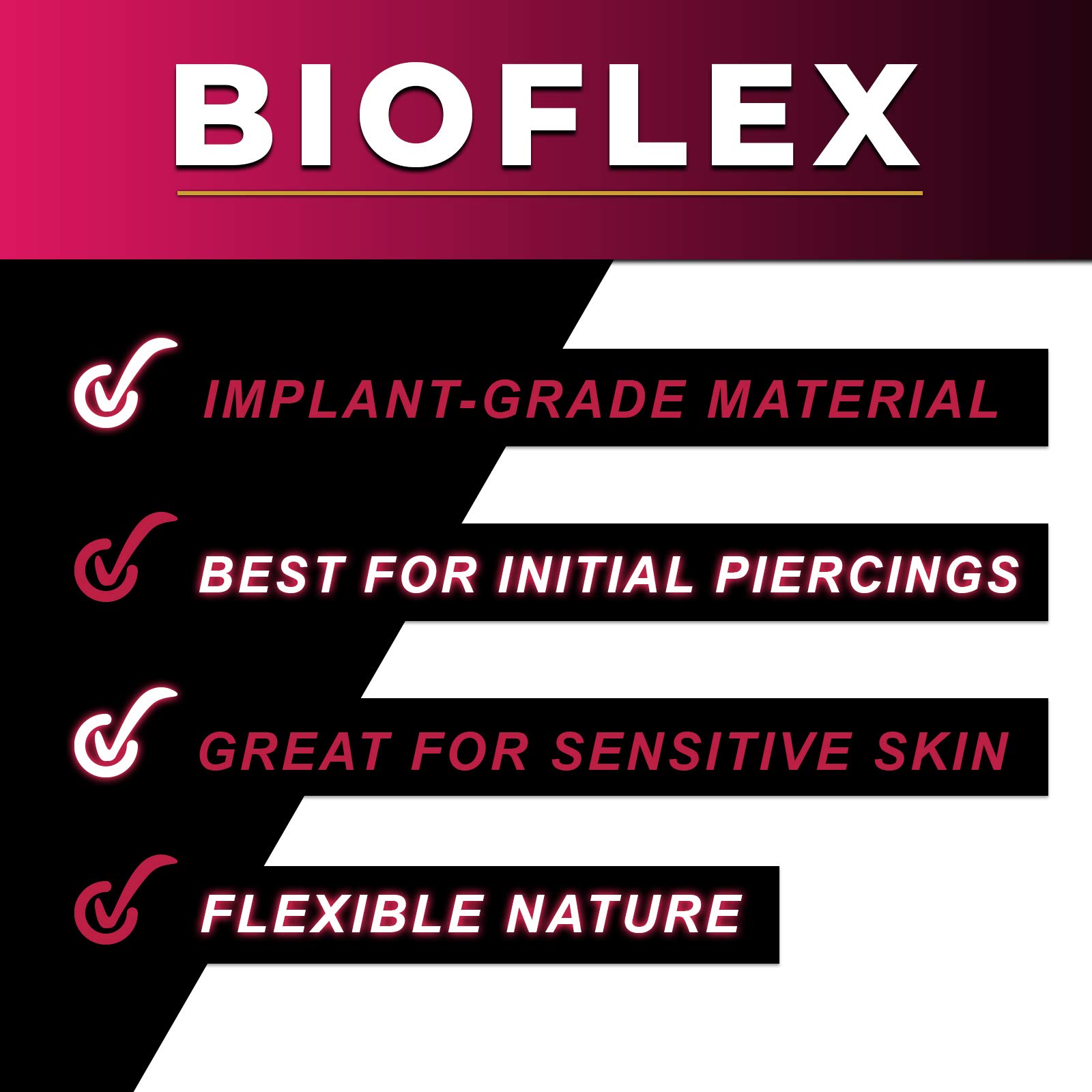 bodyjewellery 4pcs 16g Curved Barbell Eyebrow Piercing Rings Clear Retainer Bioflex Bendable Flexible Acrylic Invisible Gauge - 8mm