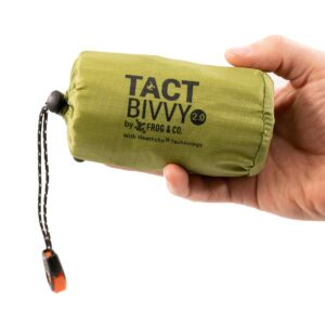 Tact Bivvy® 2.0 HeatEcho® Emergency Sleeping Bag, Compact Ultra Lightweight, Waterproof, Thermal Bivy Cover, Emergency Shelter Survival Kit – w/Stuff Sack, Carabiner, Survival Whistle + ParaTinder