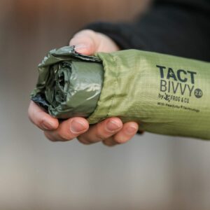 Tact Bivvy® 2.0 HeatEcho® Emergency Sleeping Bag, Compact Ultra Lightweight, Waterproof, Thermal Bivy Cover, Emergency Shelter Survival Kit – w/Stuff Sack, Carabiner, Survival Whistle + ParaTinder