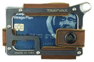 trayvax contour wallet, rfid front pocket money and credit card holder, minimalist slim leather metal wallet for men and women, raw mississippi mud