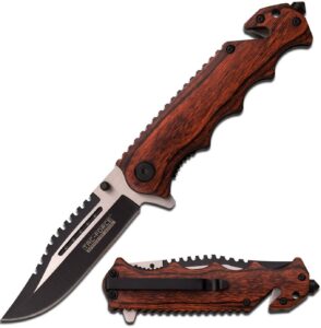 tac force g'store vintage wooden handle pocket hunting tactical hunting handy knife (original)