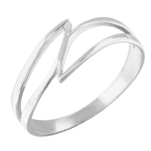 modern contemporary rings dainty 925 sterling silver double swish outline open design ring (size 7.75)