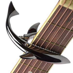 shark capo,zinc alloy tone clip for acoustic,folk,electric guitar and ukulele (black)