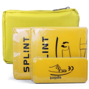 ansudylg splints: 3-size pack made for finger neck, leg, knee, foot, wrist, hand, arm injuries with a handbag (yellow)