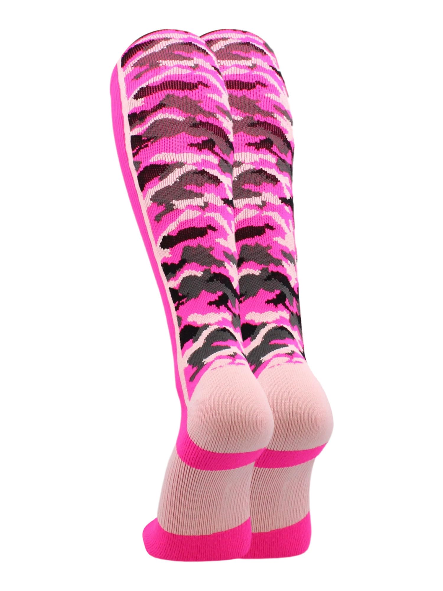 MadSportsStuff Pink Ribbon Awareness Camo OTC Socks (Neon Pink/Pale Pink, X-Large)