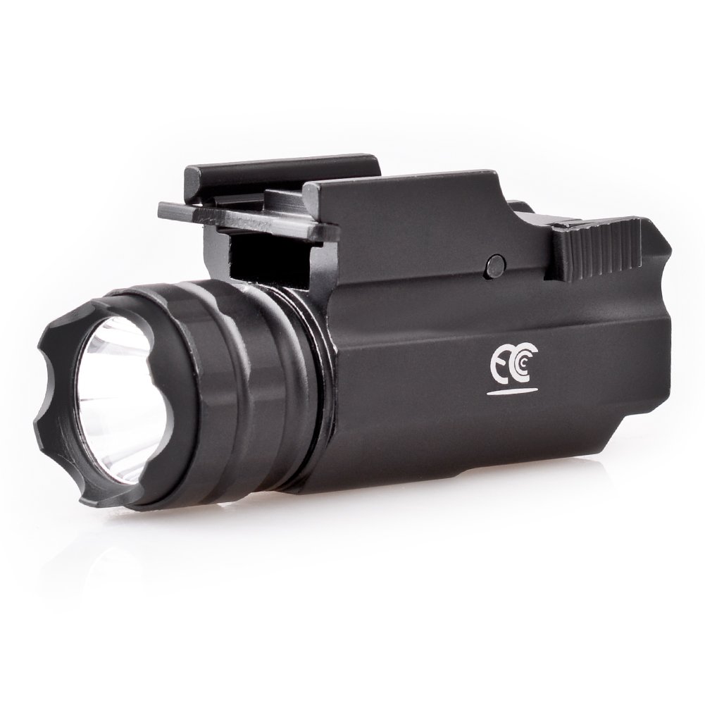 MCCC 500 Lumens LED Rail Mount Tactical Gun Flashlight Pistol Light with Strobe&Weaver Quick Release for Hunting, Black