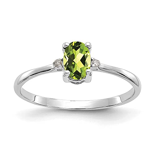 IceCarats 10K White Gold Diamond Green Peridot Ring Gemstone Band April August Birthstone Jewelry Size 6