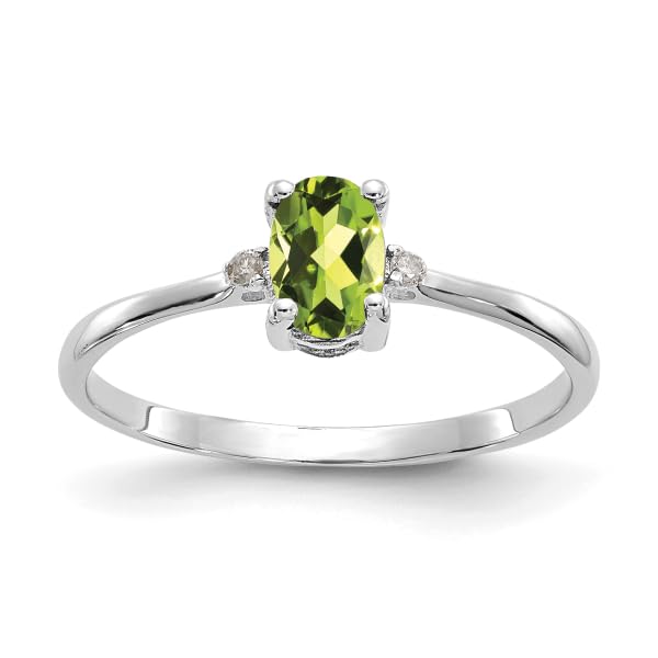 IceCarats 10K White Gold Diamond Green Peridot Ring Gemstone Band April August Birthstone Jewelry Size 6