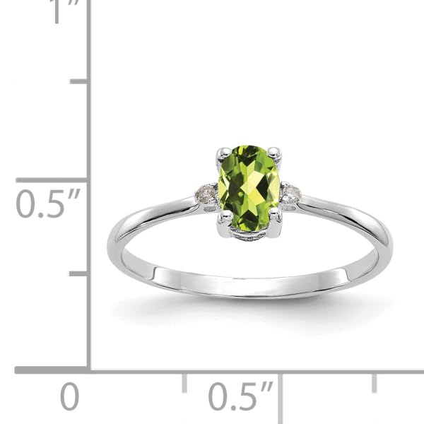 IceCarats 10K White Gold Diamond Green Peridot Ring Gemstone Band April August Birthstone Jewelry Size 6