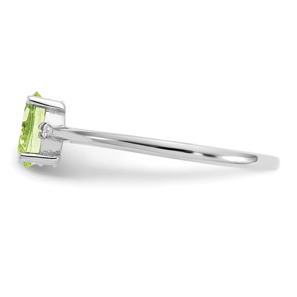 IceCarats 10K White Gold Diamond Green Peridot Ring Gemstone Band April August Birthstone Jewelry Size 6