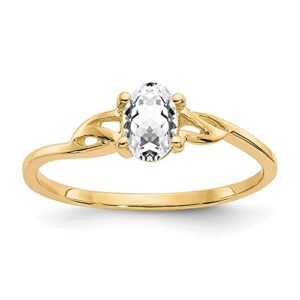 icecarats 10k yellow gold white topaz ring gemstone band april birthstone jewelry size 7.00